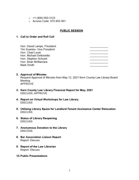 Agenda for Kern County Law Library Meeting of 6/9/2021 - Kern County ...
